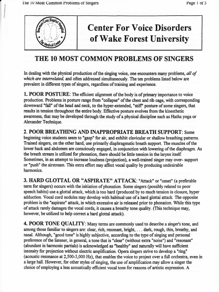 10 Common Voice Problems | PDF | Singing | Human Voice