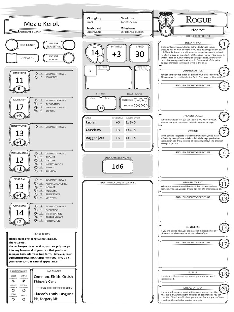 Level 1 Variant Human Rogue | PDF | Leisure