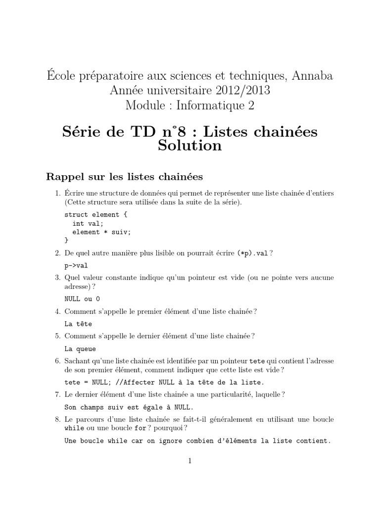 TD 8 Corrige | PDF | Pointeur (programmation) | Données informatiques