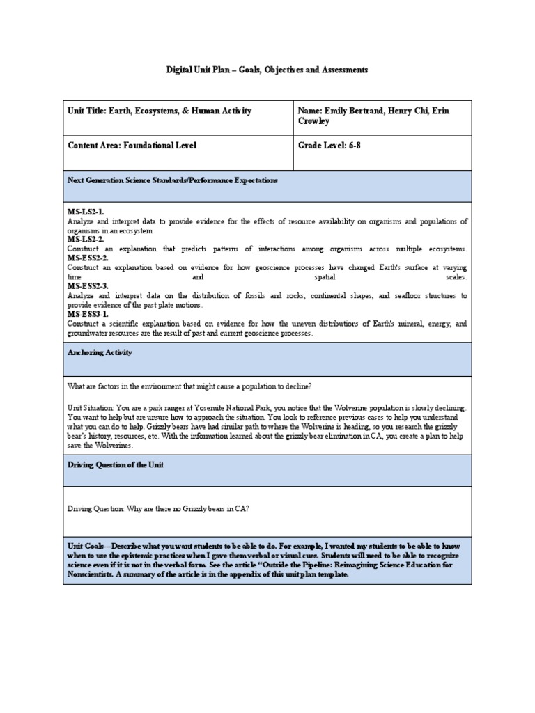 Digital Unit Plan | PDF | Predation | Understanding