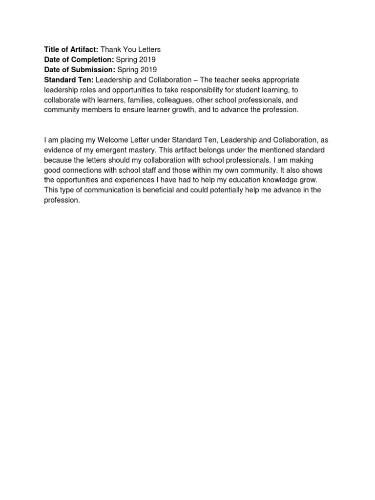 Thank You Letters Rationale | PDF