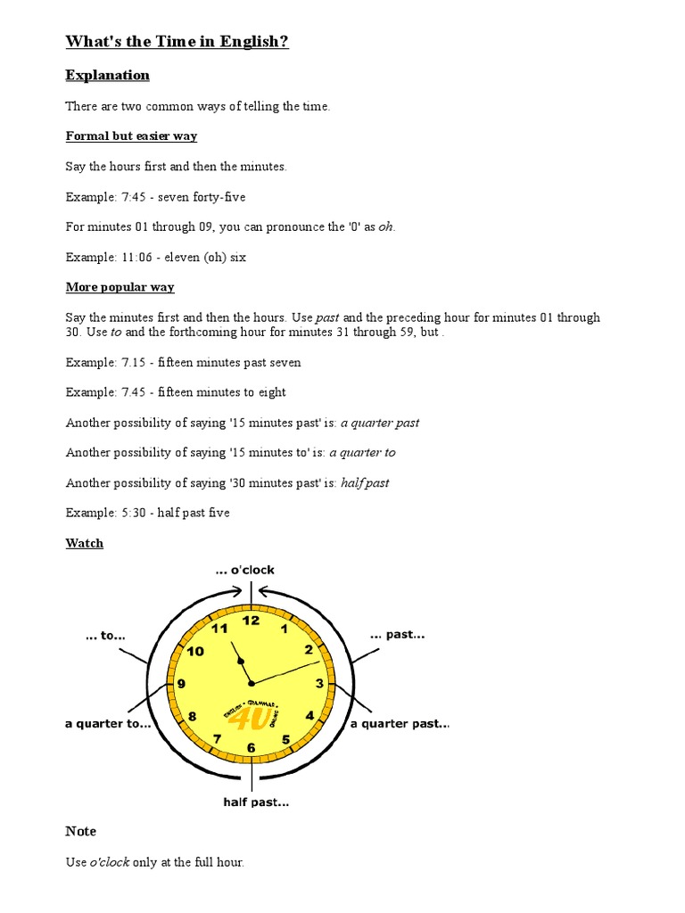 How to Tell Time in English: A Guide to Using Proper Terminology for ...