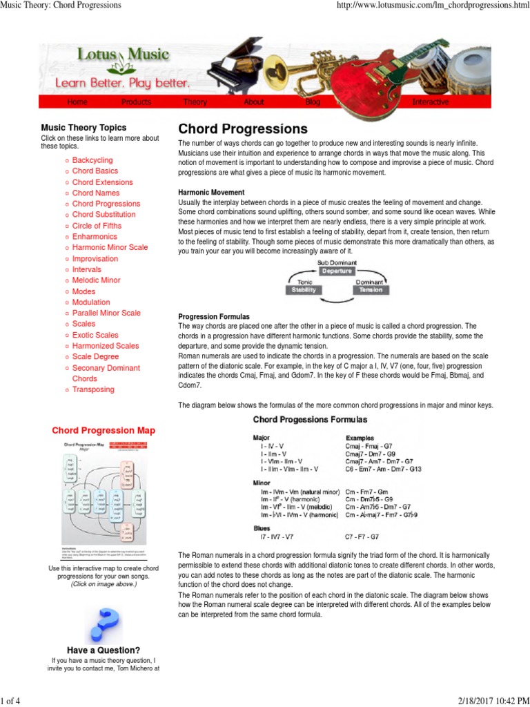 Music Theory - Chord Progressions | PDF | Chord (Music) | Scale (Music)