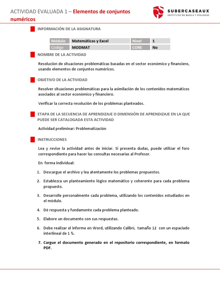 Actividad Evaluada 1 - Conjuntos Numéricos | PDF | Enseñanza de ...