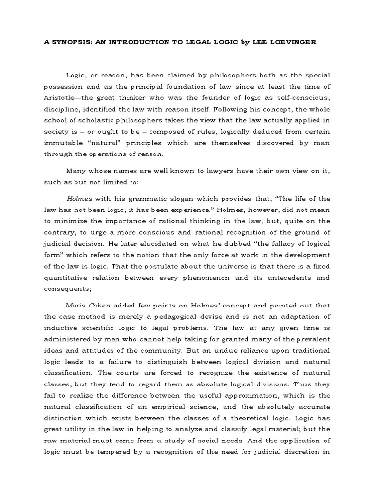 A Synopsis: Legal Logic | PDF | Scientific Method | Logic