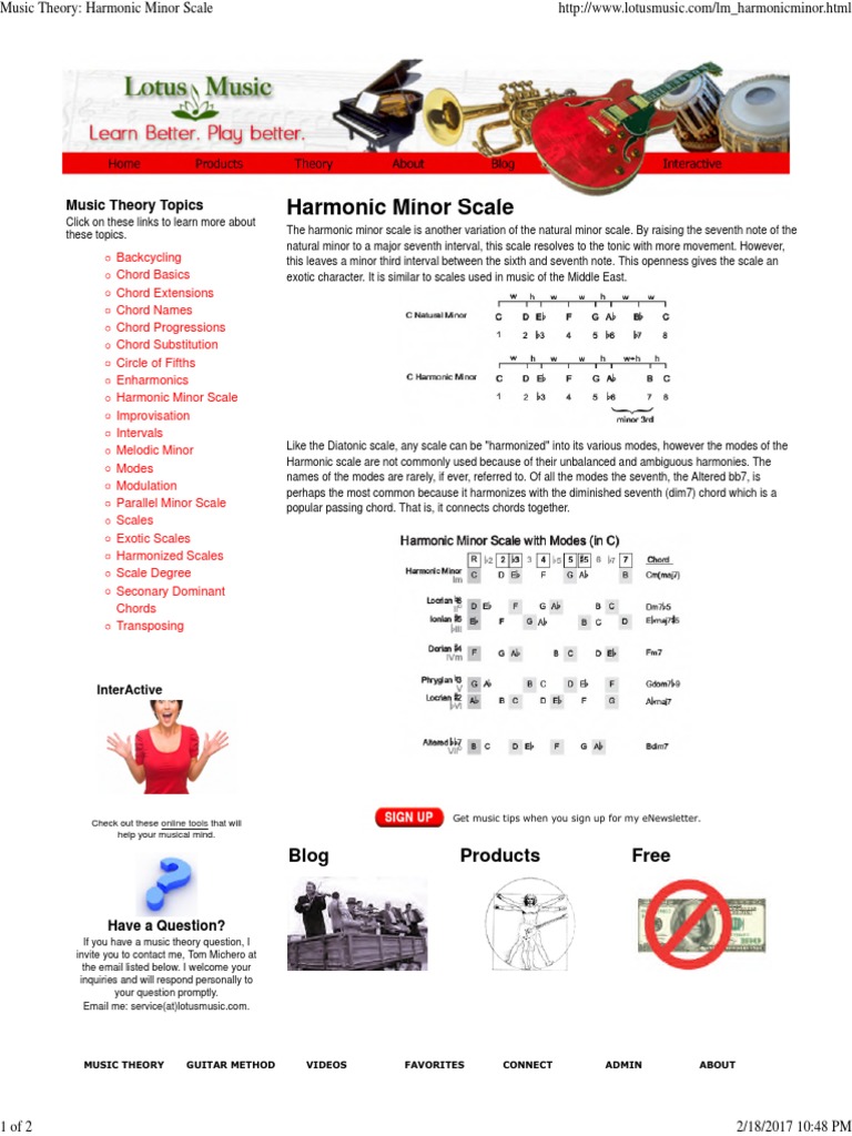 Music Theory - Harmonic Minor Scale | PDF | Minor Scale | Harmony