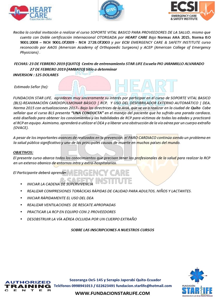 BLS Ecsi Heartcare Febrero2019 PDF | PDF | Reanimación cardiopulmonar ...
