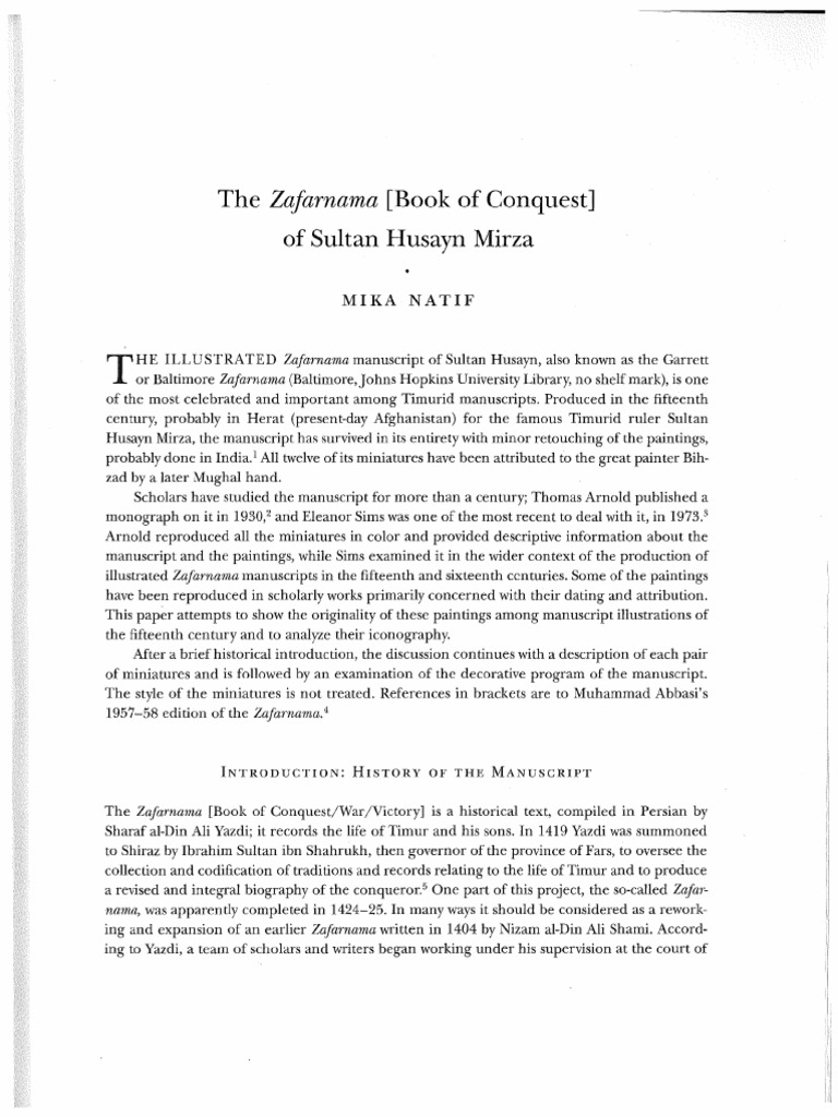 The Zafarnama of Sultan Husayn Mirza PDF | Download Free PDF | Paintings