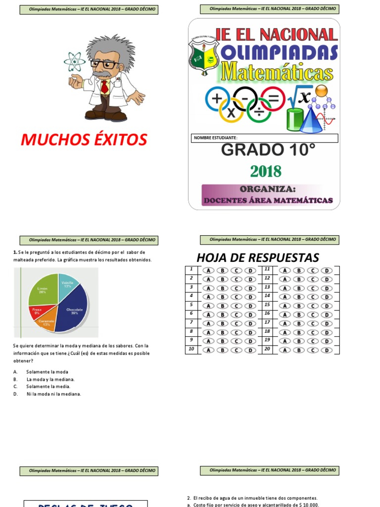 Cuadernillo De Olimpiadas Matematicas 2018 Pdf Triángulo