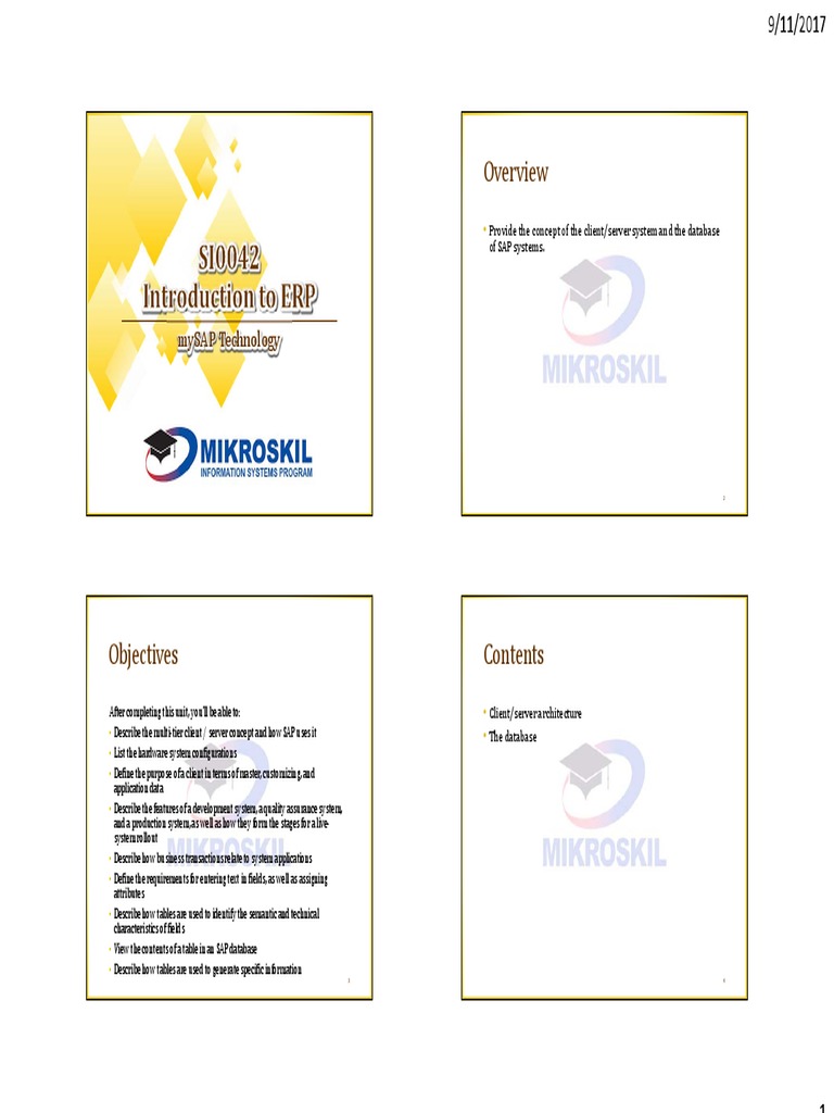 SAP mySAP Technology Client Server Architecture and Database Overview ...