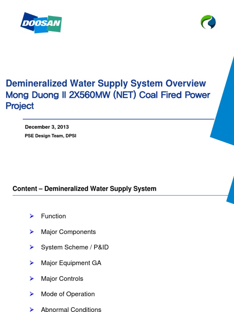 DM Water Supply System Overview | PDF | Steam | Boiler