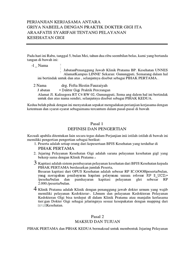 Mou Kerja Sama Dokter Umum Dan DRG | PDF