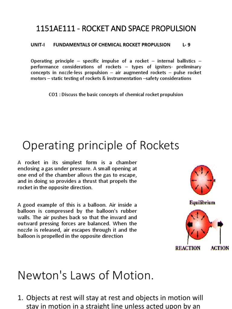 1151ae111 - Rocket and Space Propulsion: Unit-I Fundamentals of ...