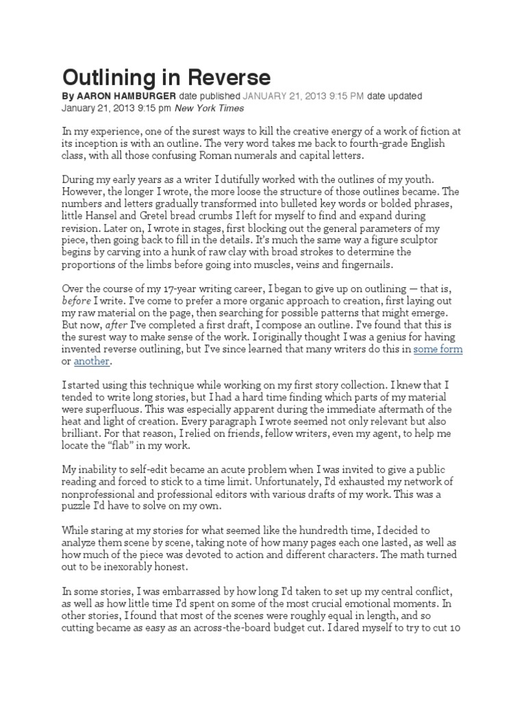 Outlining in Reverse | PDF | Paragraph | Cognitive Science