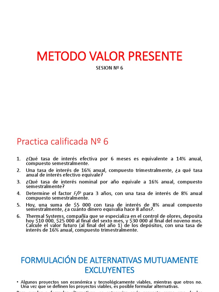 Sesion 7 Metodo Valor Presente | PDF | Interés | Dinero