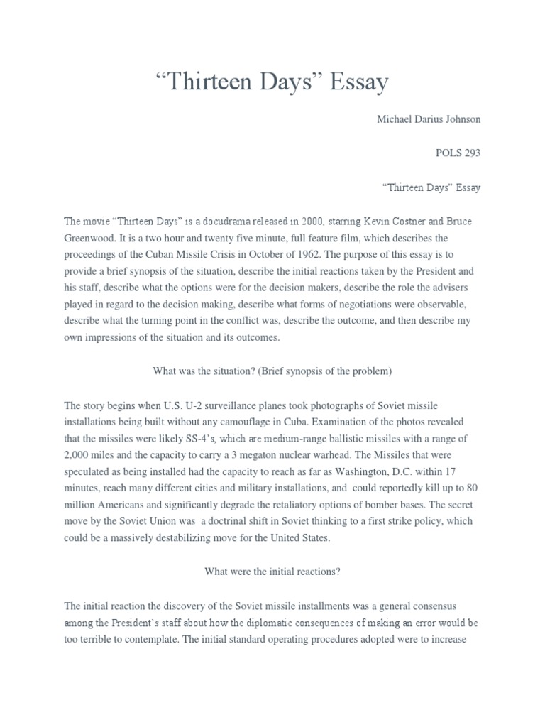 "Thirteen Days" Essay | PDF | Warfare | Military