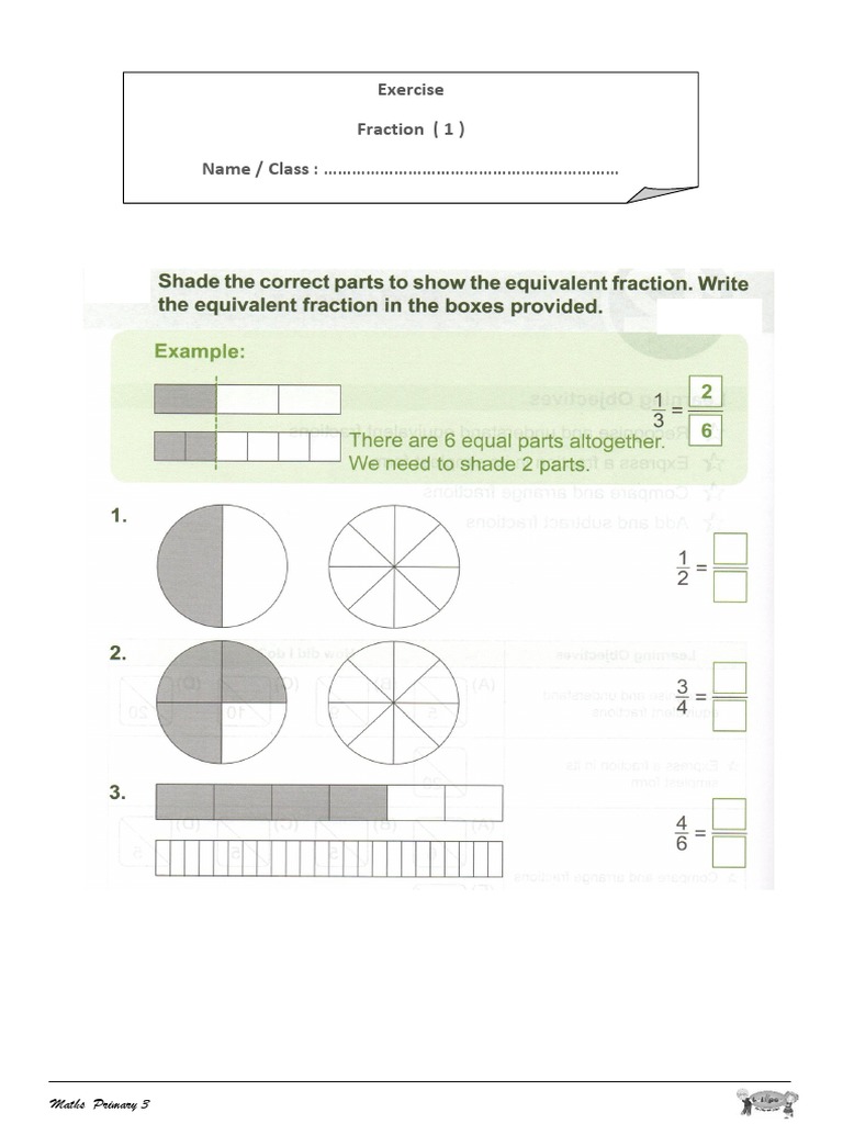 Exercise Fraction (1) Name / Class | PDF