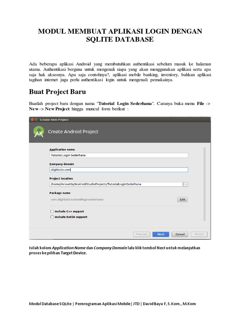 Modul Membuat Aplikasi Login Dengan Sqlite Database | PDF
