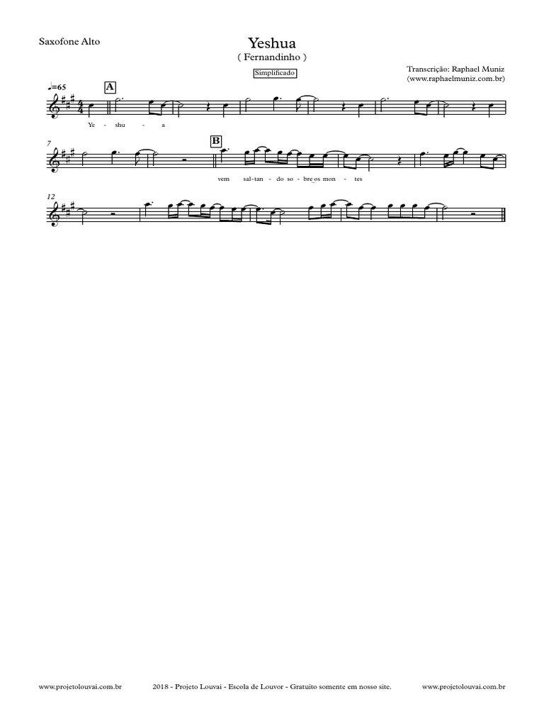 Yeshua - Saxofone Alto | PDF