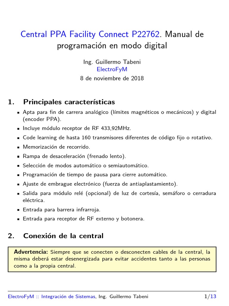Manual de Programación Central PPA | PDF | Control remoto | Relé