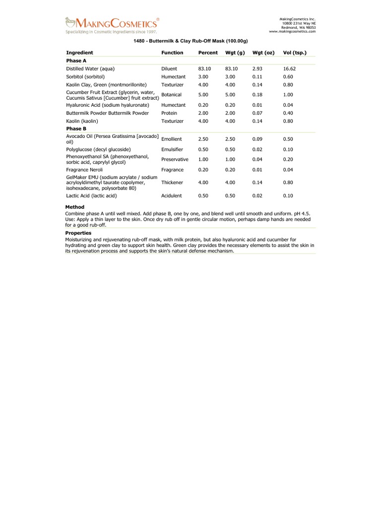 Formula 1480 Rub Off Mask | PDF | Chemical Substances | Chemistry