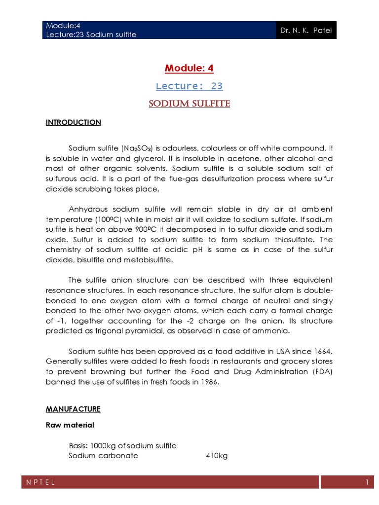 Sodium Sulfite: Properties and Uses | PDF | Sodium Hydroxide | Materials