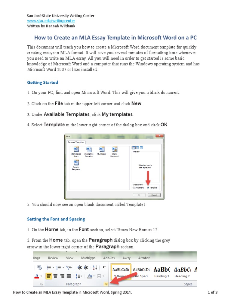 Creating an MLA Essay Template in Microsoft Word: A Step-by-Step Guide | PDF | Microsoft Word ...