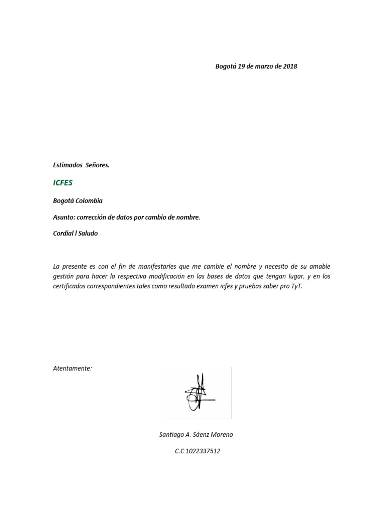 Carta para El Icfes | PDF