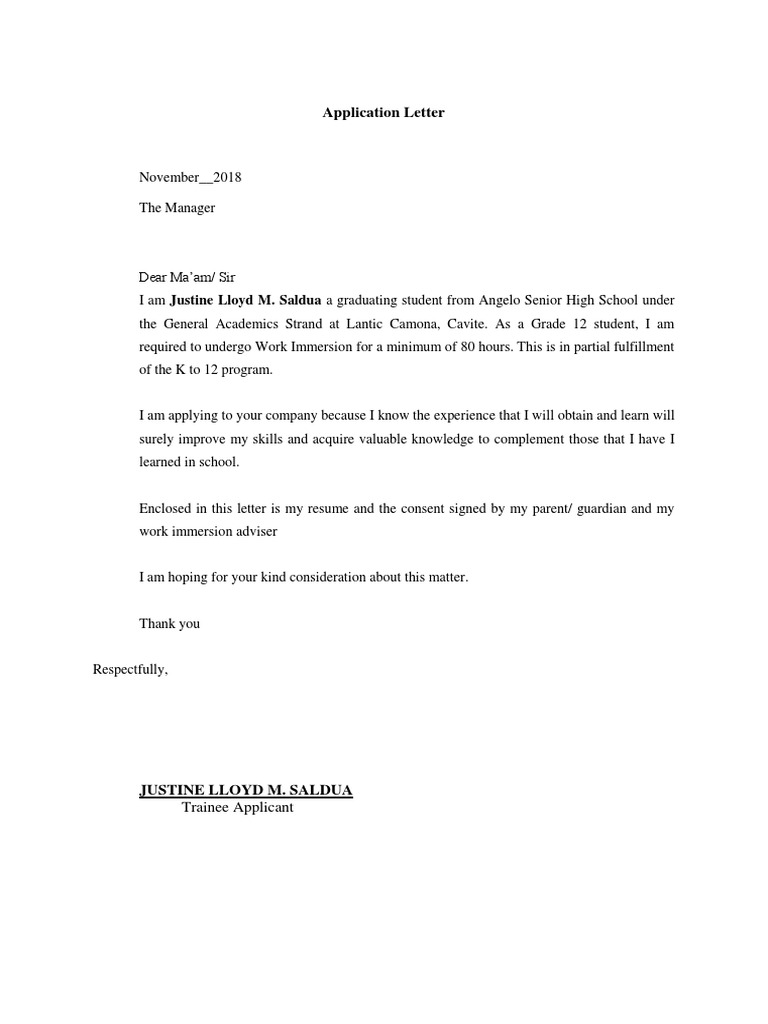 Saldua Application Letter | PDF