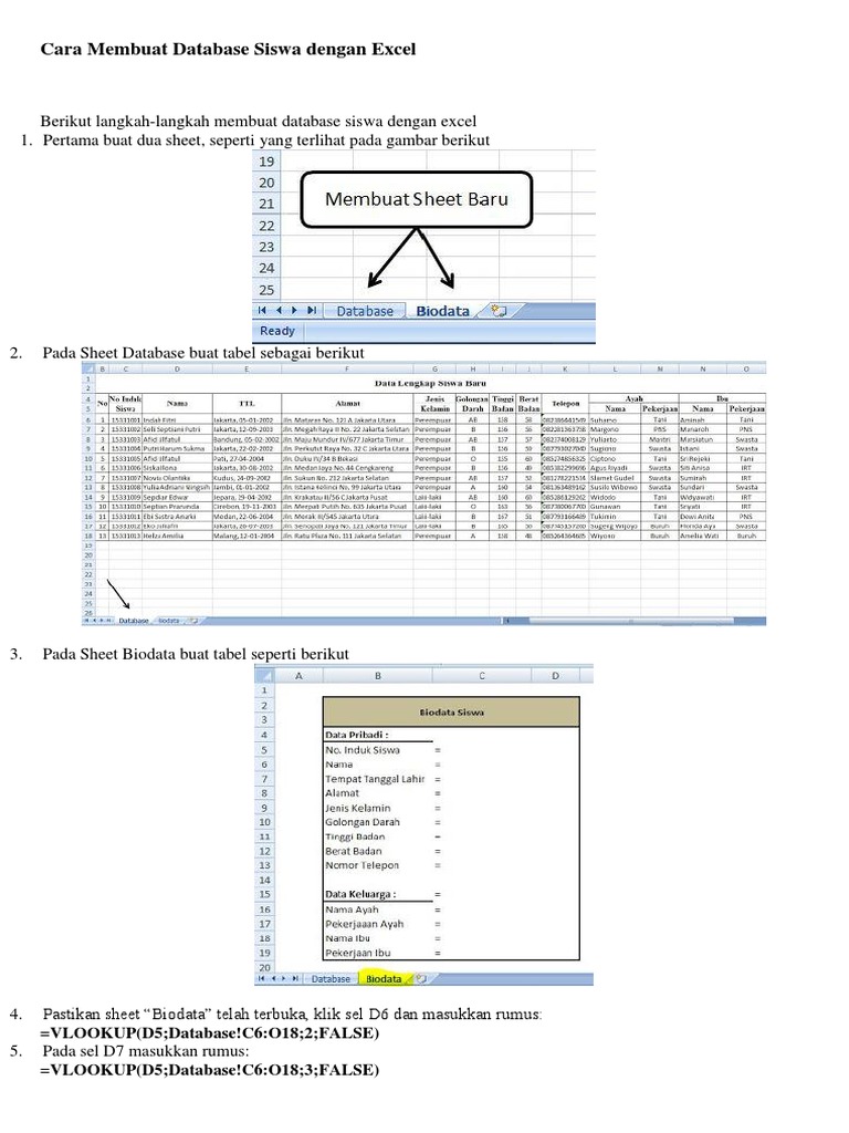 Cara Membuat Database Siswa Dengan Excel | PDF