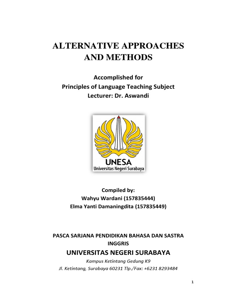Alternative Approaches and Methods | PDF | Applied Linguistics | Teaching