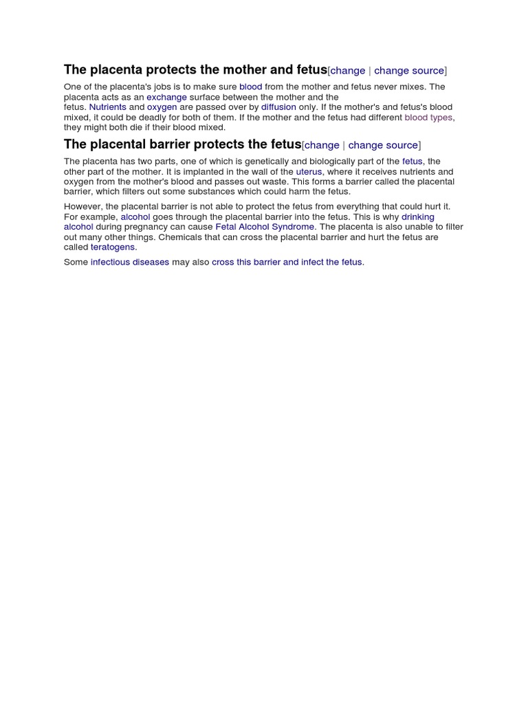 Role of the Placenta in Fetal Protection | PDF
