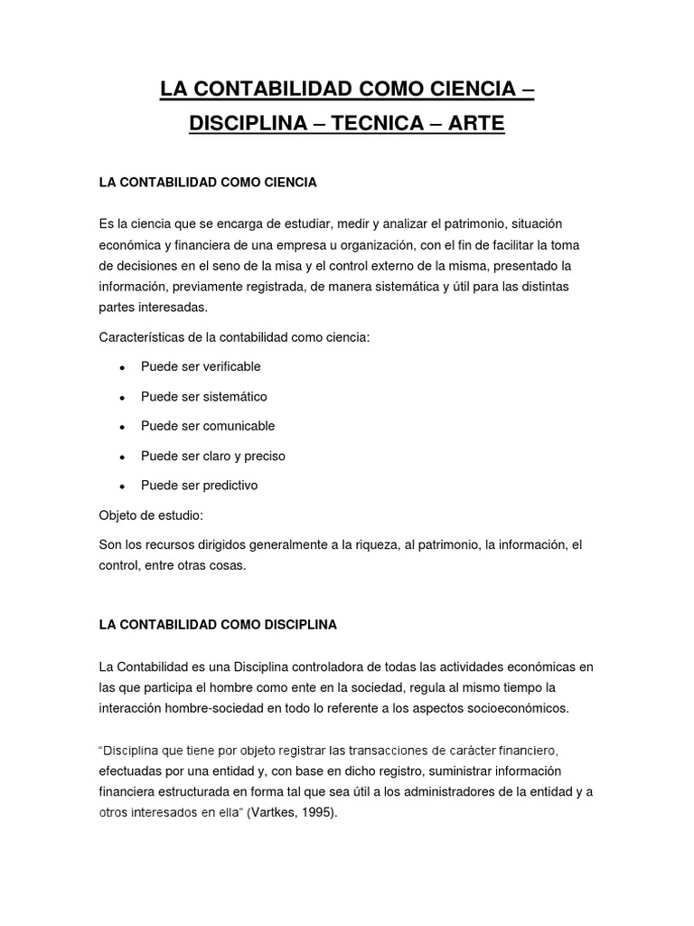 La Contabilidad Ciencia - Arte y Disciplina | PDF | Contabilidad | Science