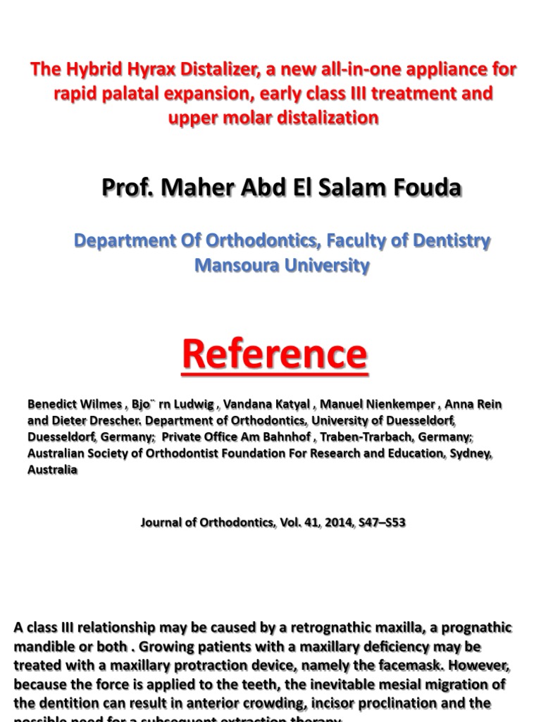 Hybrid Hyrax Distalizer for Class III Treatment | PDF | Orthodontics ...