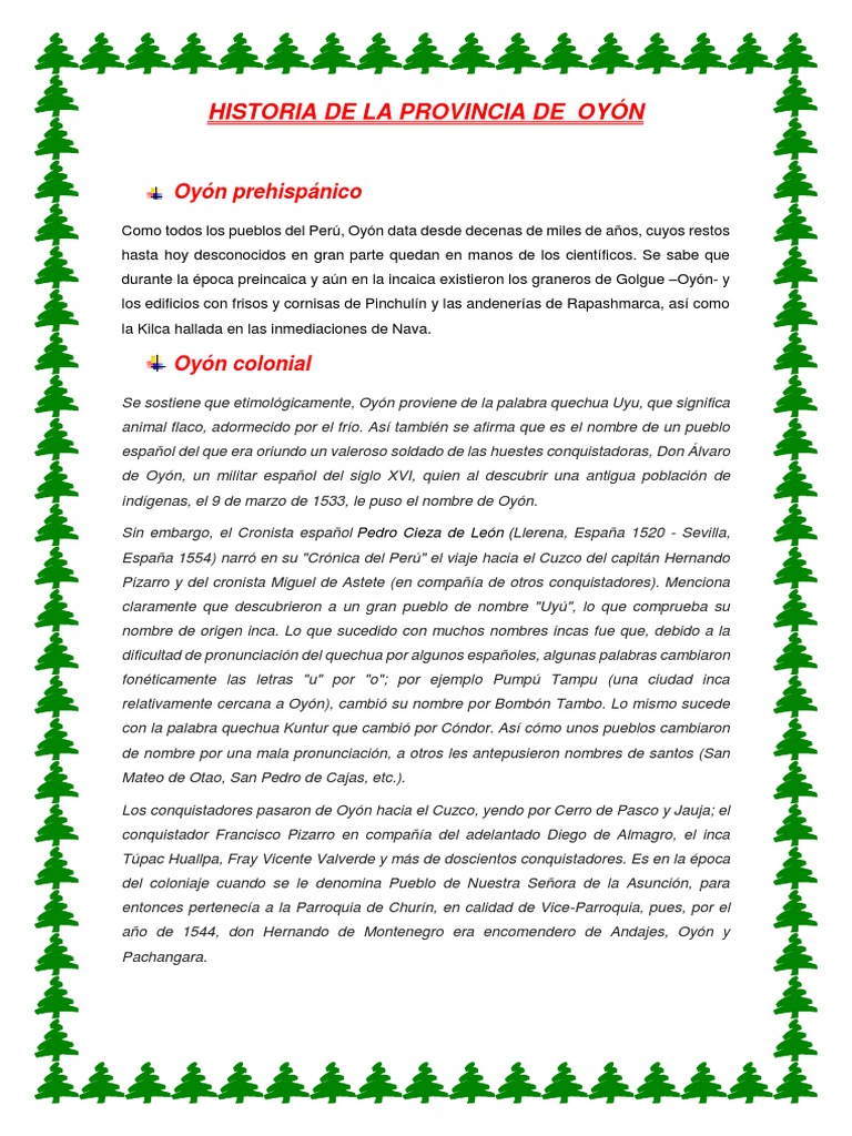 Historia de La Provincia de Oyón | PDF | Colonización española de las ...