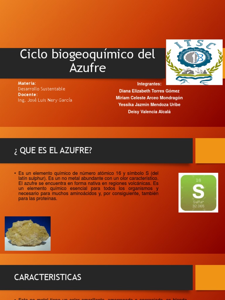 Ciclo Biogeoquímico Del Azufre | PDF | Azufre | Compuestos químicos