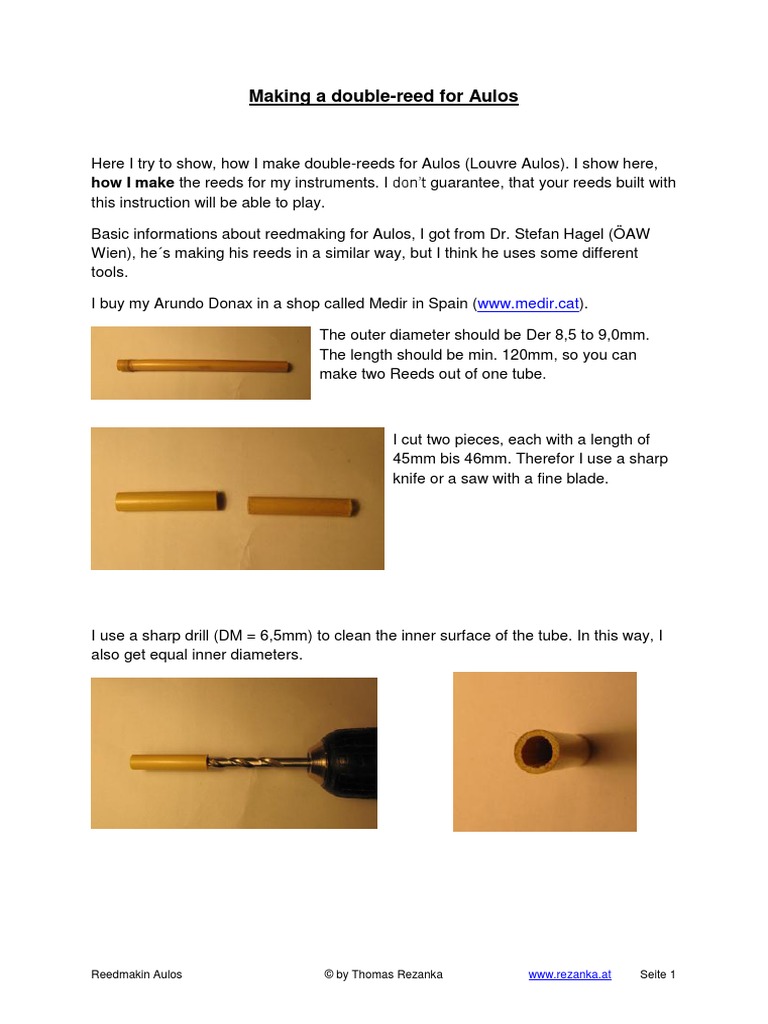 Making A Double-Reed For Aulos: How I Make The Reeds For My Instruments ...