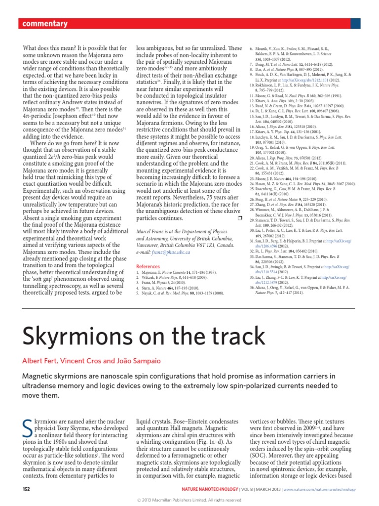 Magnetic Skyrmions Advances In Physics And Potential Applications