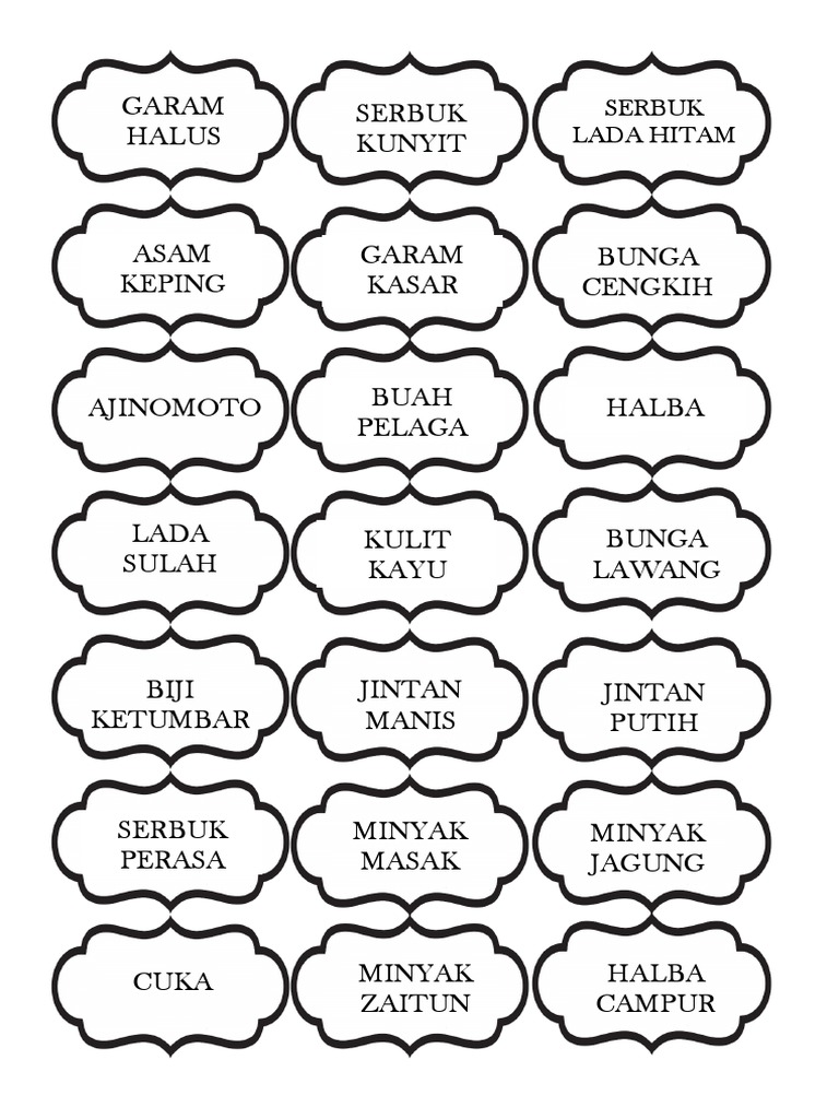 Label Dapur | PDF