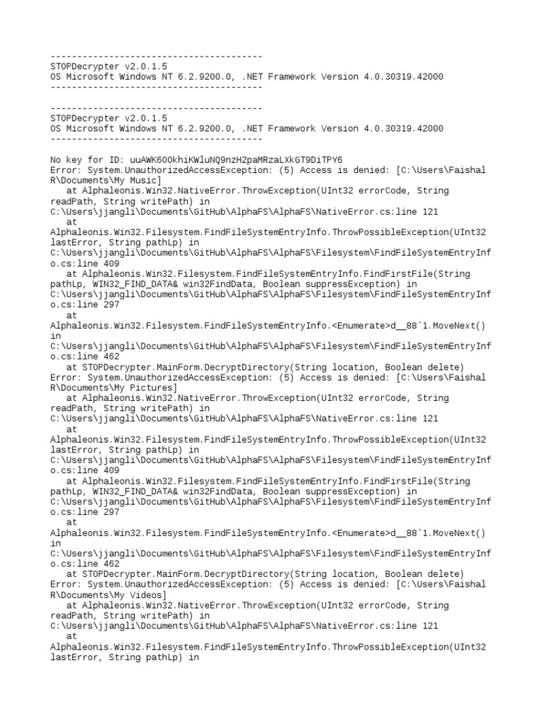 STOPDecrypter Log | PDF | Zip (File Format) | File System