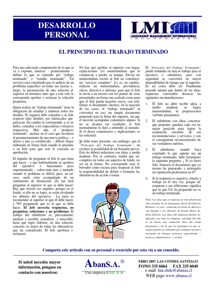 Articulo El Principio Del Trabajo Terminado | PDF