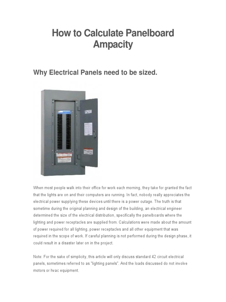 How To Calculate Panelboard Ampacity PDF | PDF | Volt | Electric Power