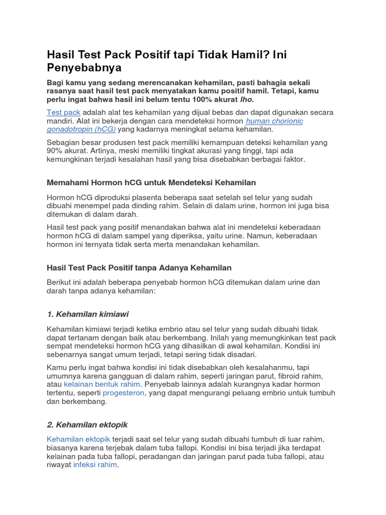 Hasil Test Pack Positif Tapi Tidak Hamil | PDF
