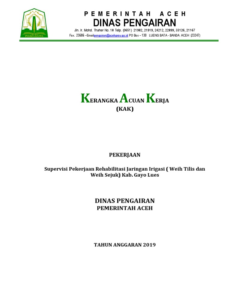 KAK SPV Pemb Jarngan Irigasi Weih Tilis Weih Sijuk 157jt | PDF