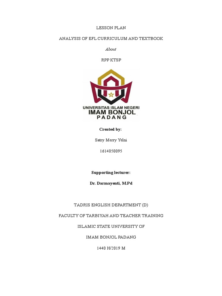 Lesson Plan Analysis of Efl Curriculum and Textbook: About | PDF