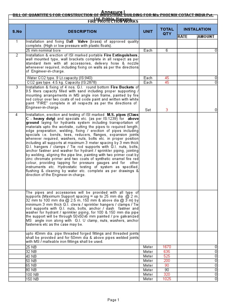 Final BOQ and Annexure - Fire Fighting - 00 | PDF | Pipe (Fluid ...