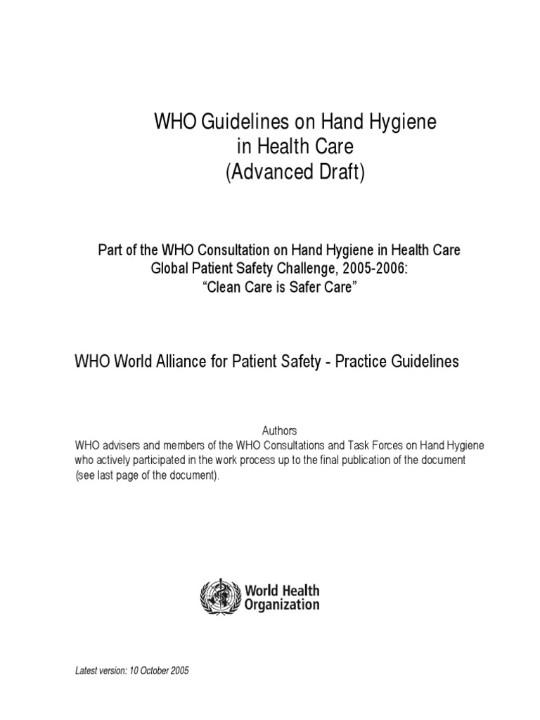 Who Guidelines Hand Hygiene PDF | Download Free PDF | Hand Washing ...