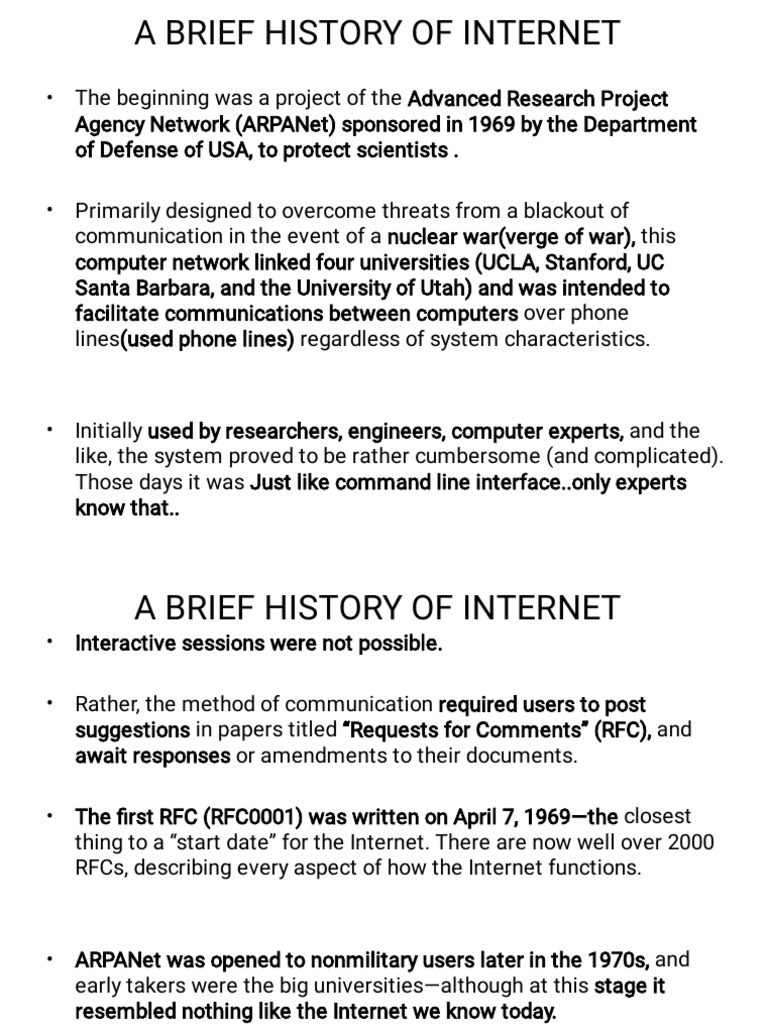 A Brief History of Internet PDF | PDF | Internet | Computer Network