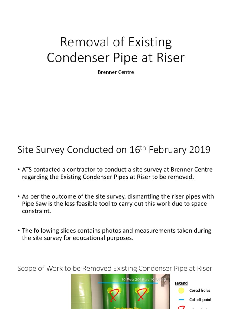 Removal of Existing Condenser Pipe at Riser Brenner Centre | PDF | Home ...