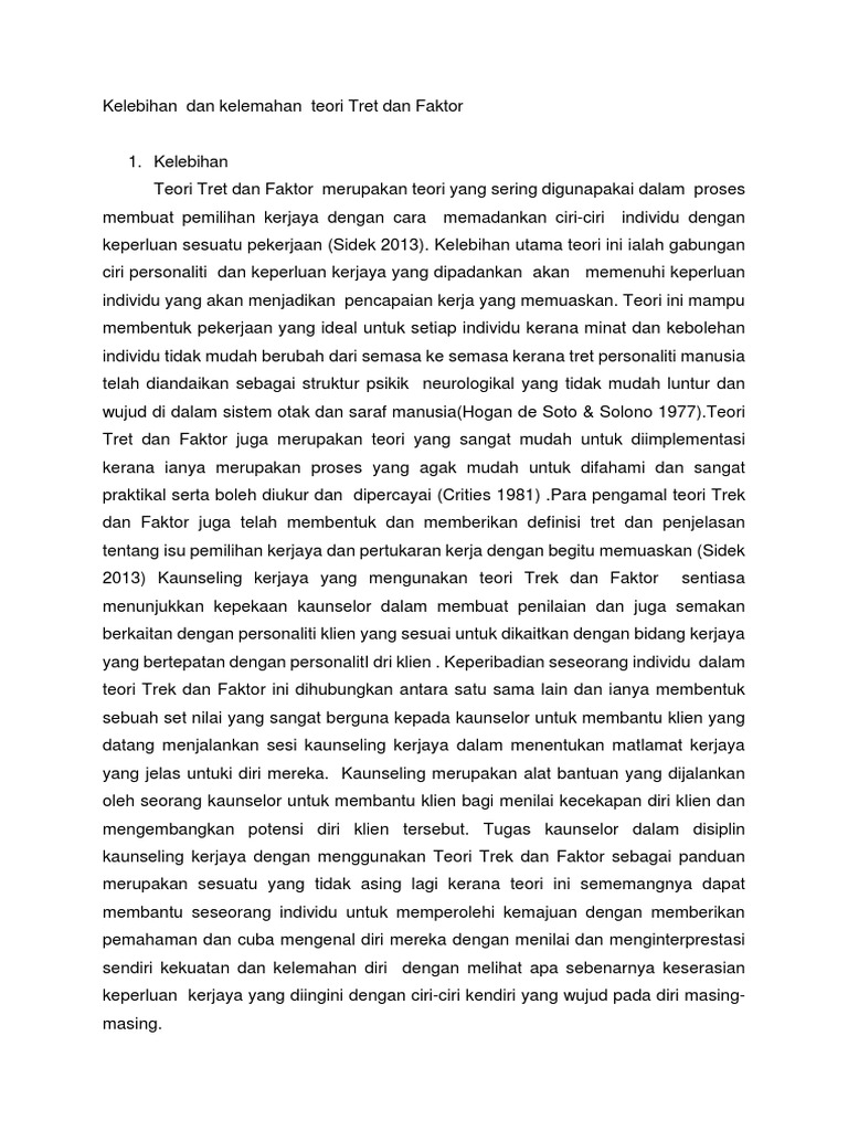 Kelebihan Teori Tret Dan Faktor | PDF